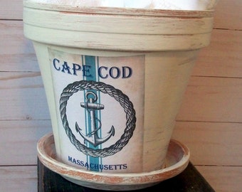 Nautical flower pot | Etsy
