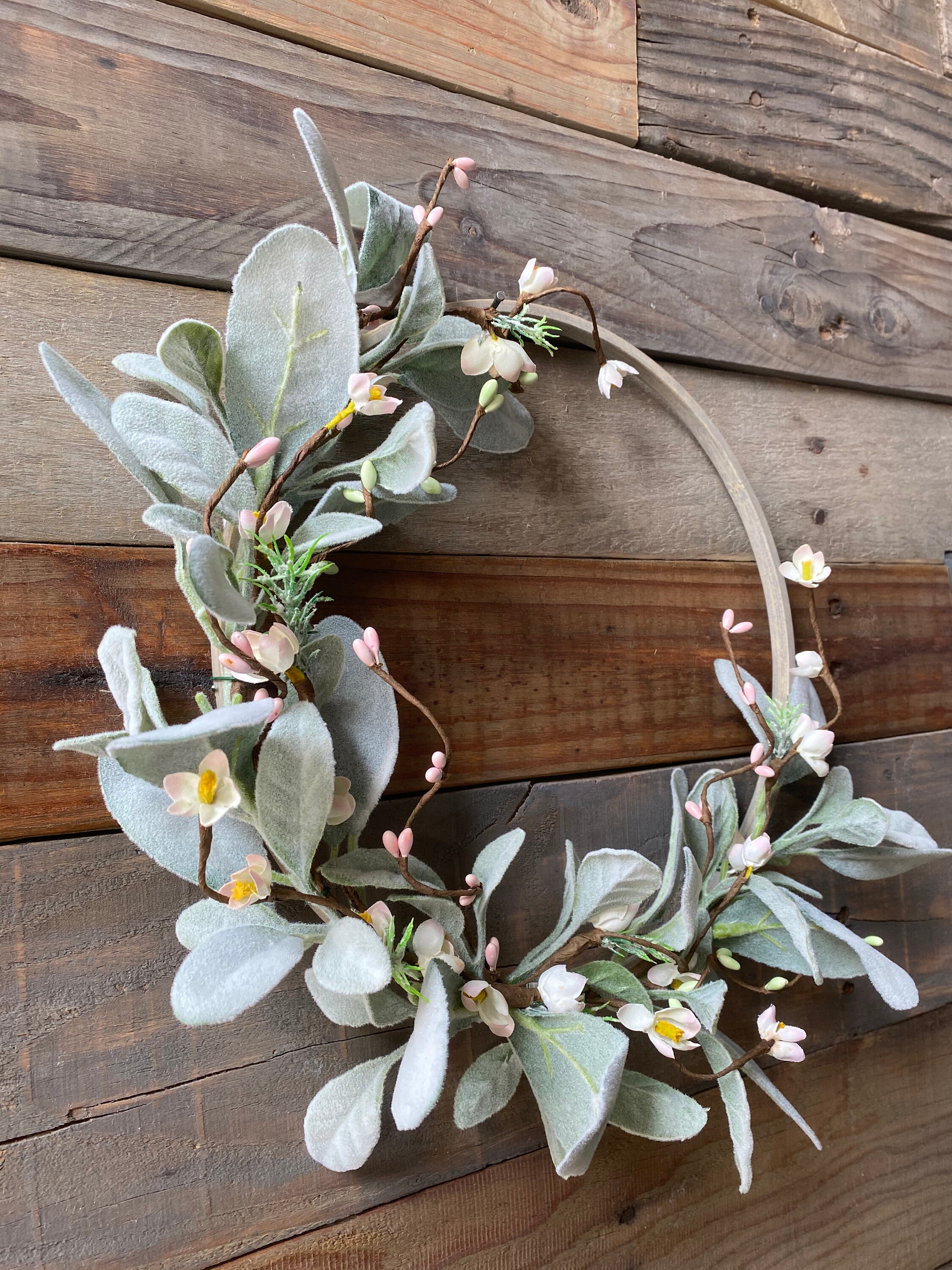 Small Wreath Spring Front Door Decor Cherry Blossom on Lambs | Etsy