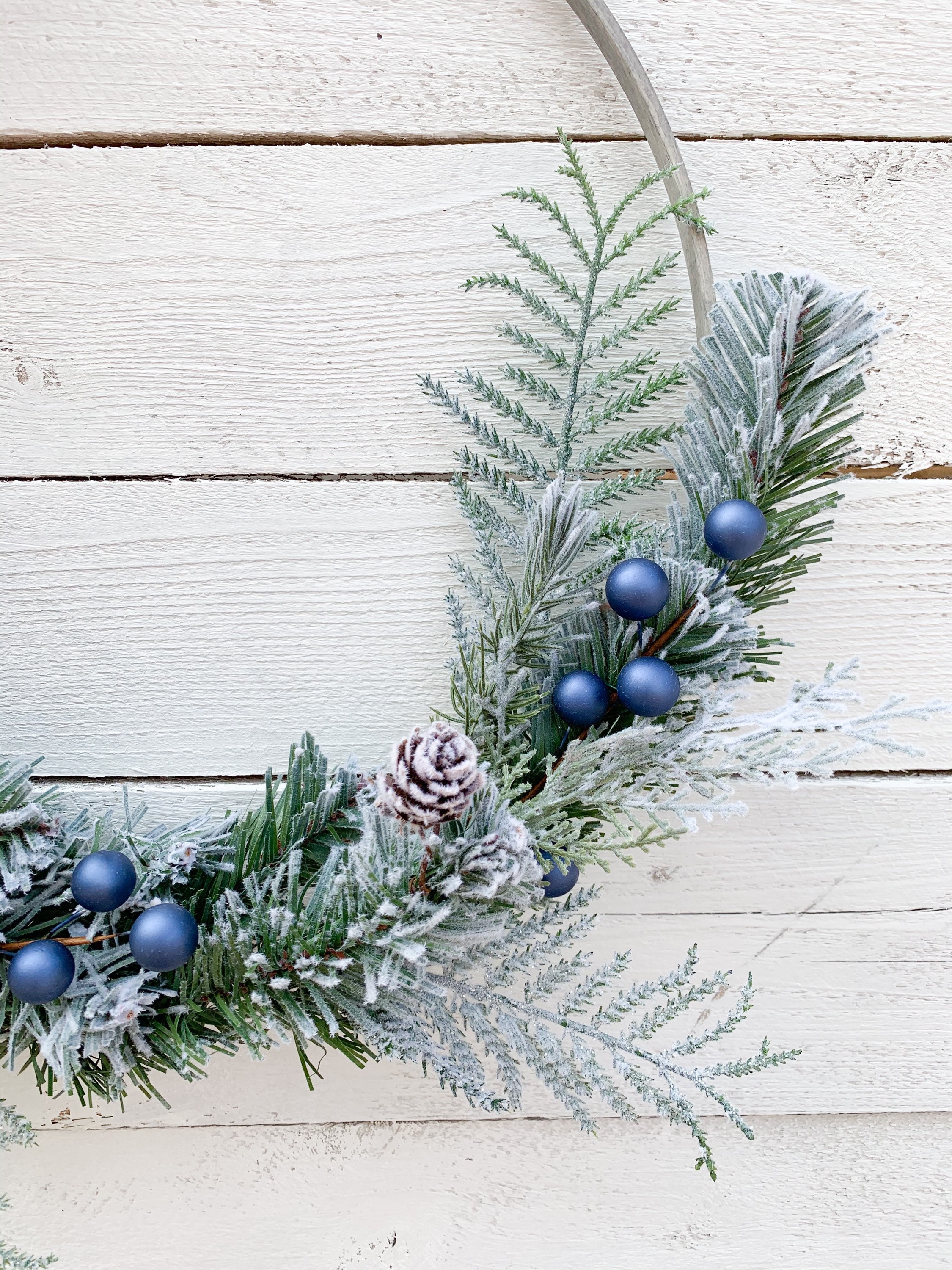 Christmas Wreath Blue Berry Holiday Home Decor Frosted | Etsy