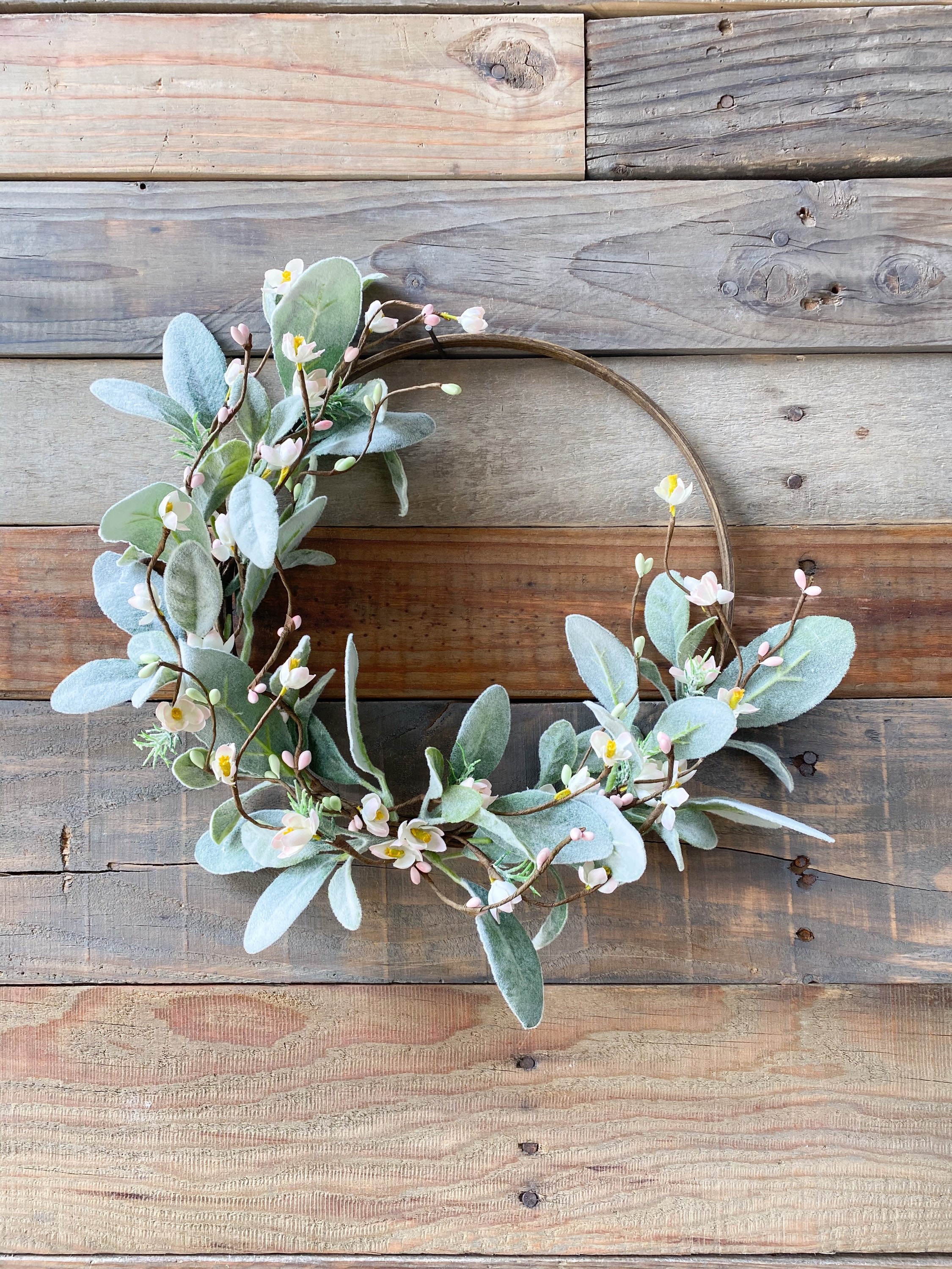 Small Wreath Spring Front Door Decor Cherry Blossom on Lambs | Etsy