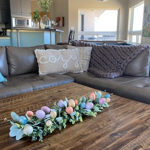 Easter Table Centerpiece, Pastel Eggs Display, Long Coffee Table ...