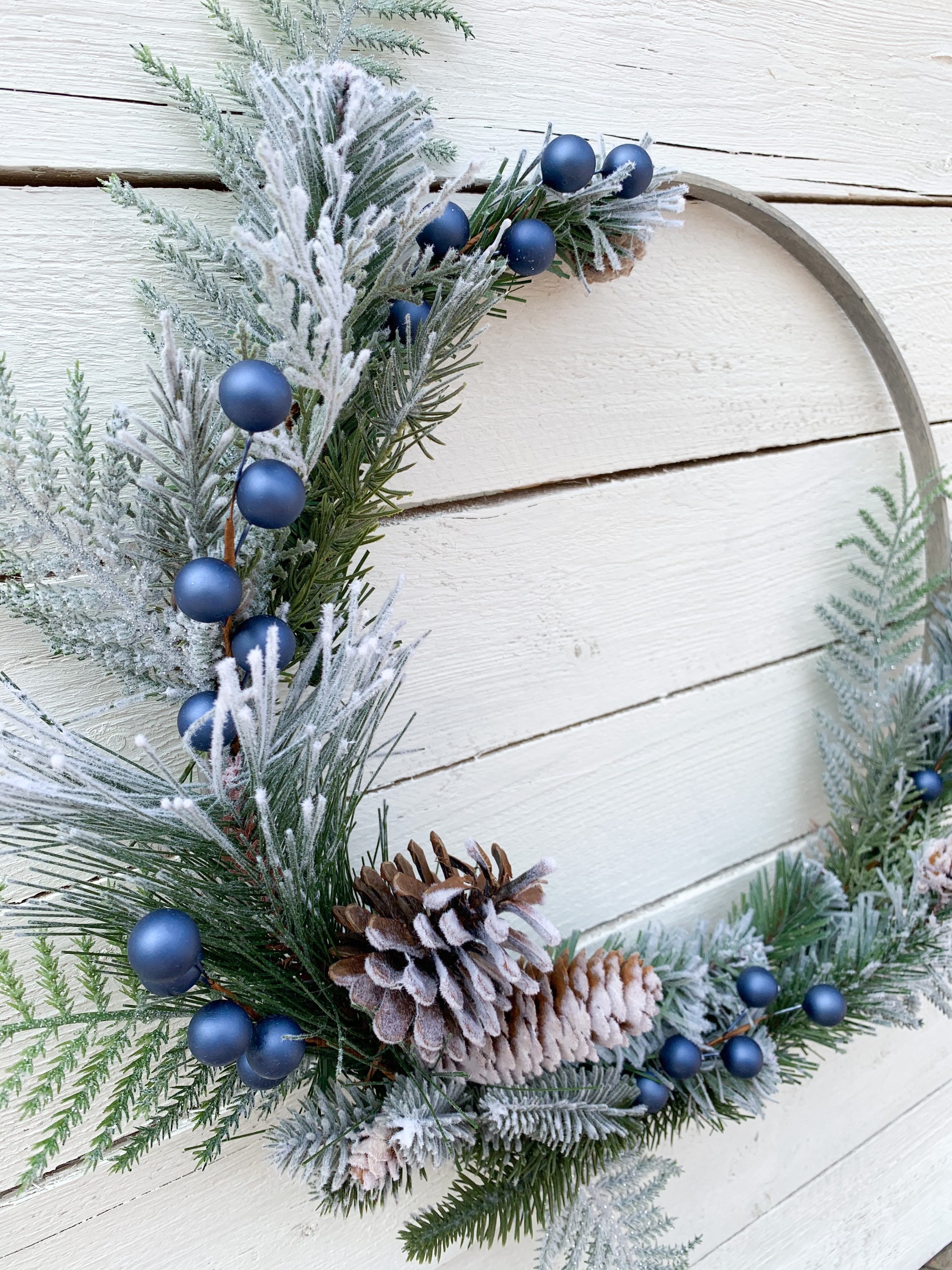 Christmas Wreath Blue Berry Holiday Home Decor Frosted | Etsy
