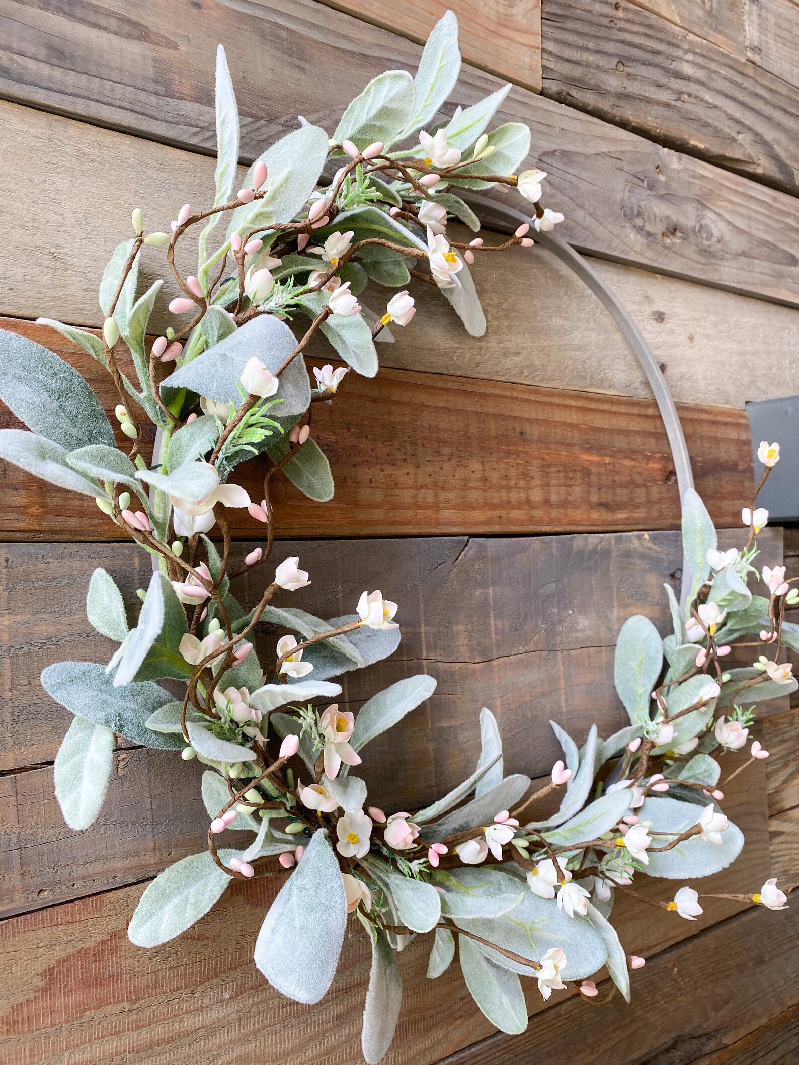Small Wreath Spring Front Door Decor Cherry Blossom on Lambs | Etsy
