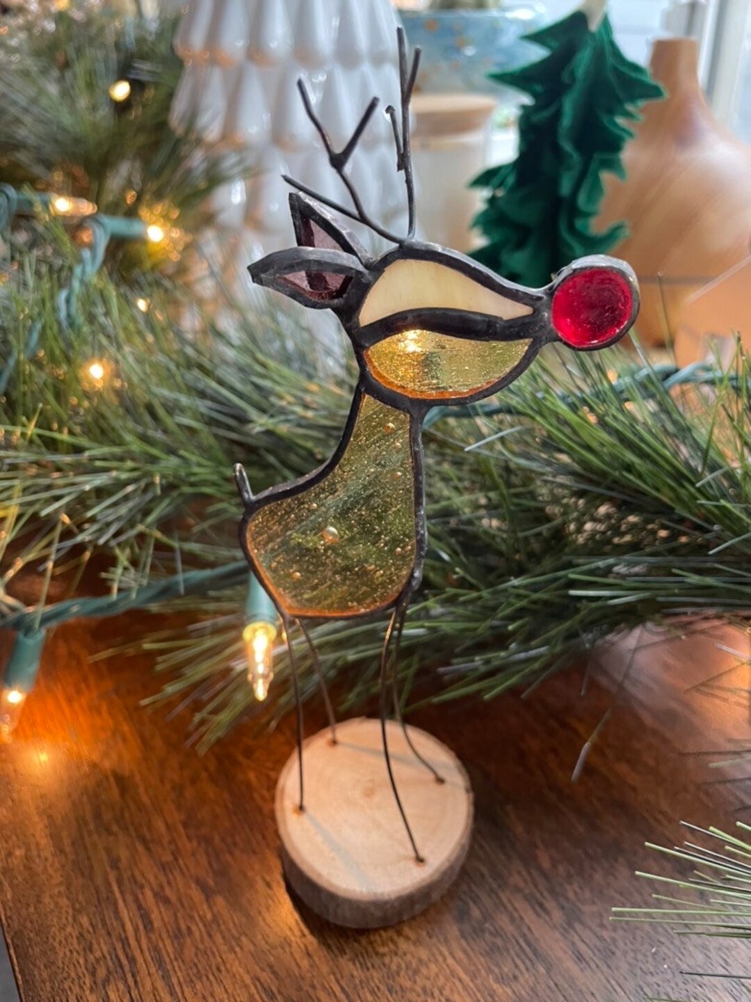 Stained Glass Reindeer Figurine - Etsy