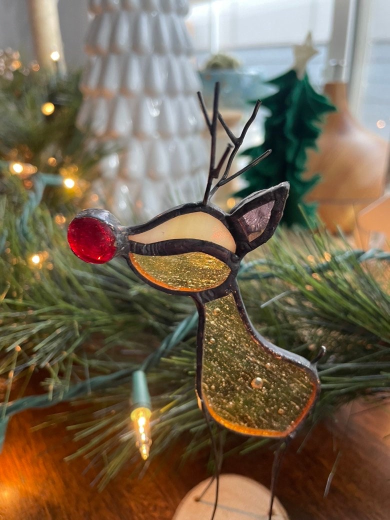 Stained Glass Reindeer Figurine - Etsy