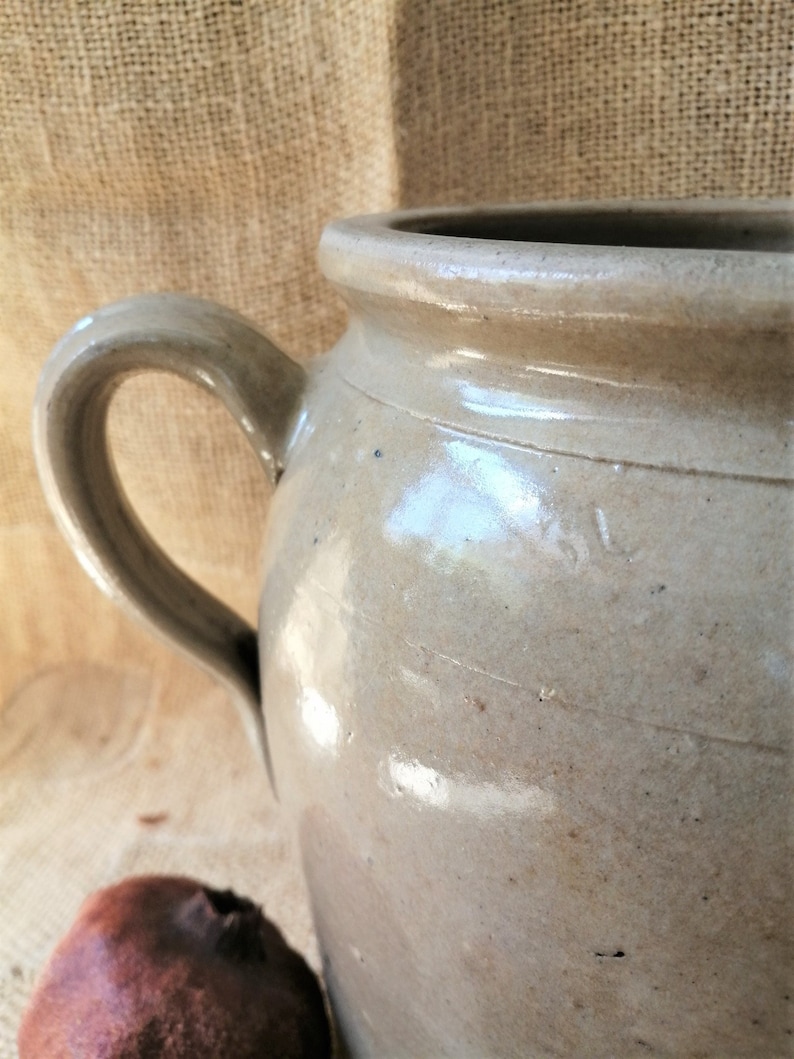 Antique French Stoneware Crock Pot: Speckled Glaze, Farmhouse Decor - Etsy