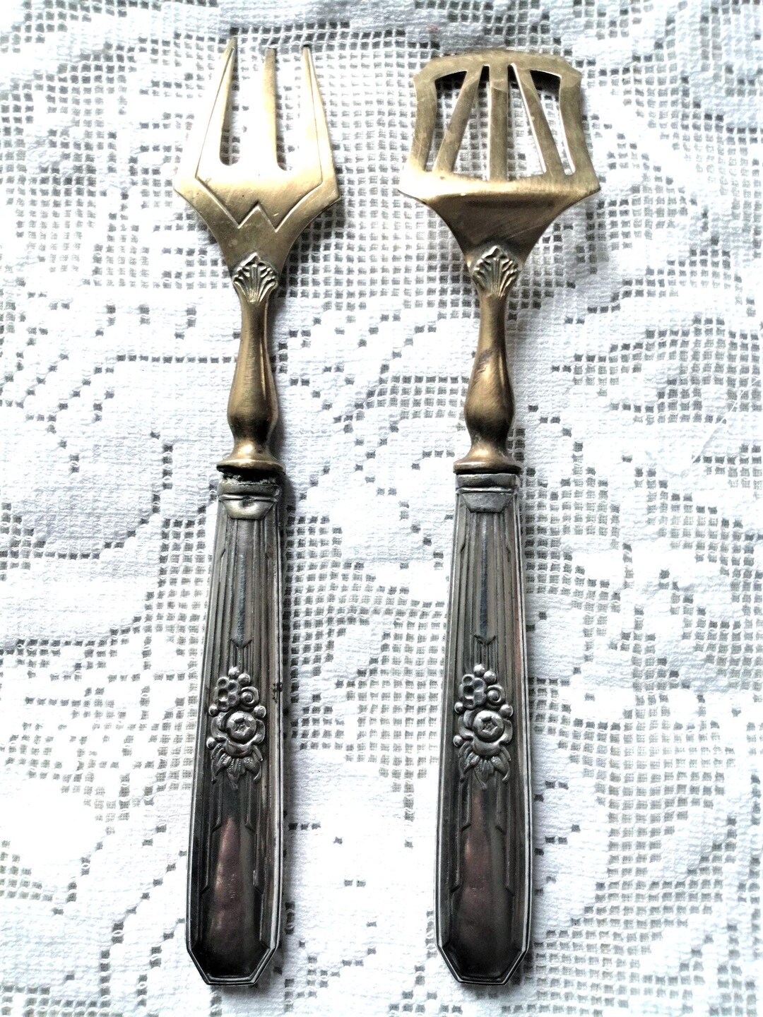 Antique French Silver Hors D'oeuvre Set: Art Nouveau Pierced Fork ...