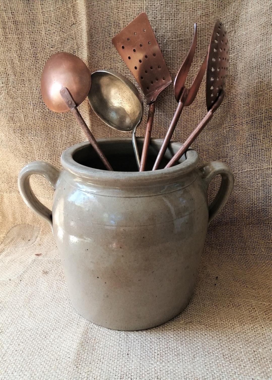 Antique French Stoneware Crock Pot: Speckled Glaze, Farmhouse Decor - Etsy