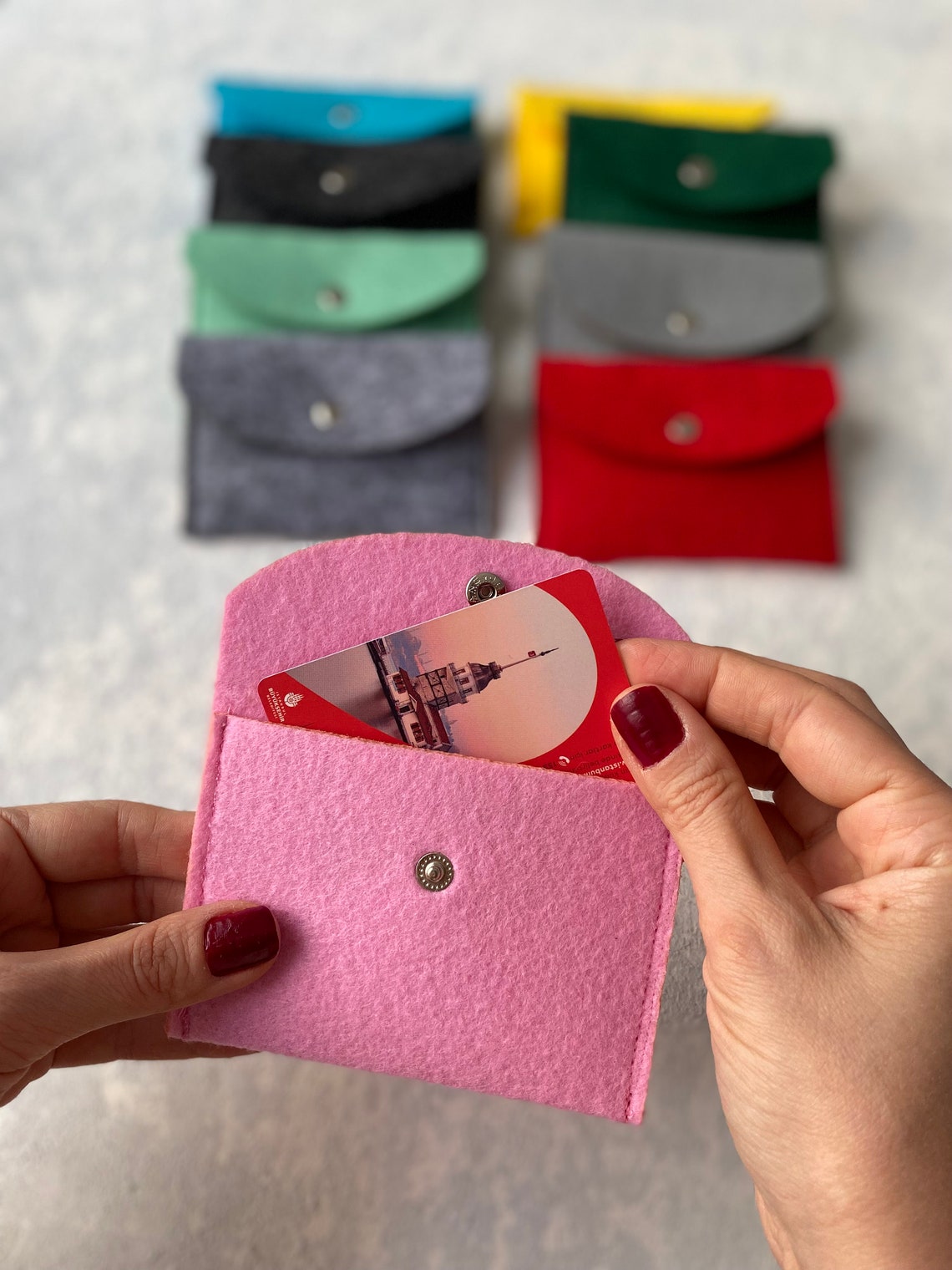 Felt Hand Bag ,wool Felt Hand Wallet, Wool Felt Personalized Buttoned ...