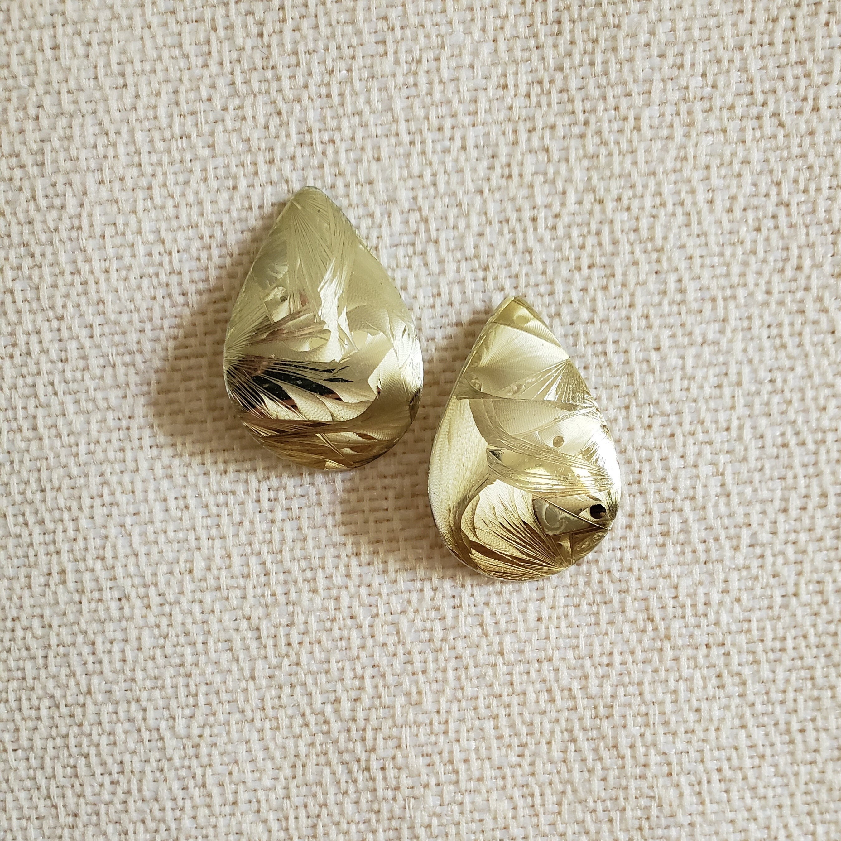 Vintage Gold Plated Textured Teardrop Post Earrings - Etsy