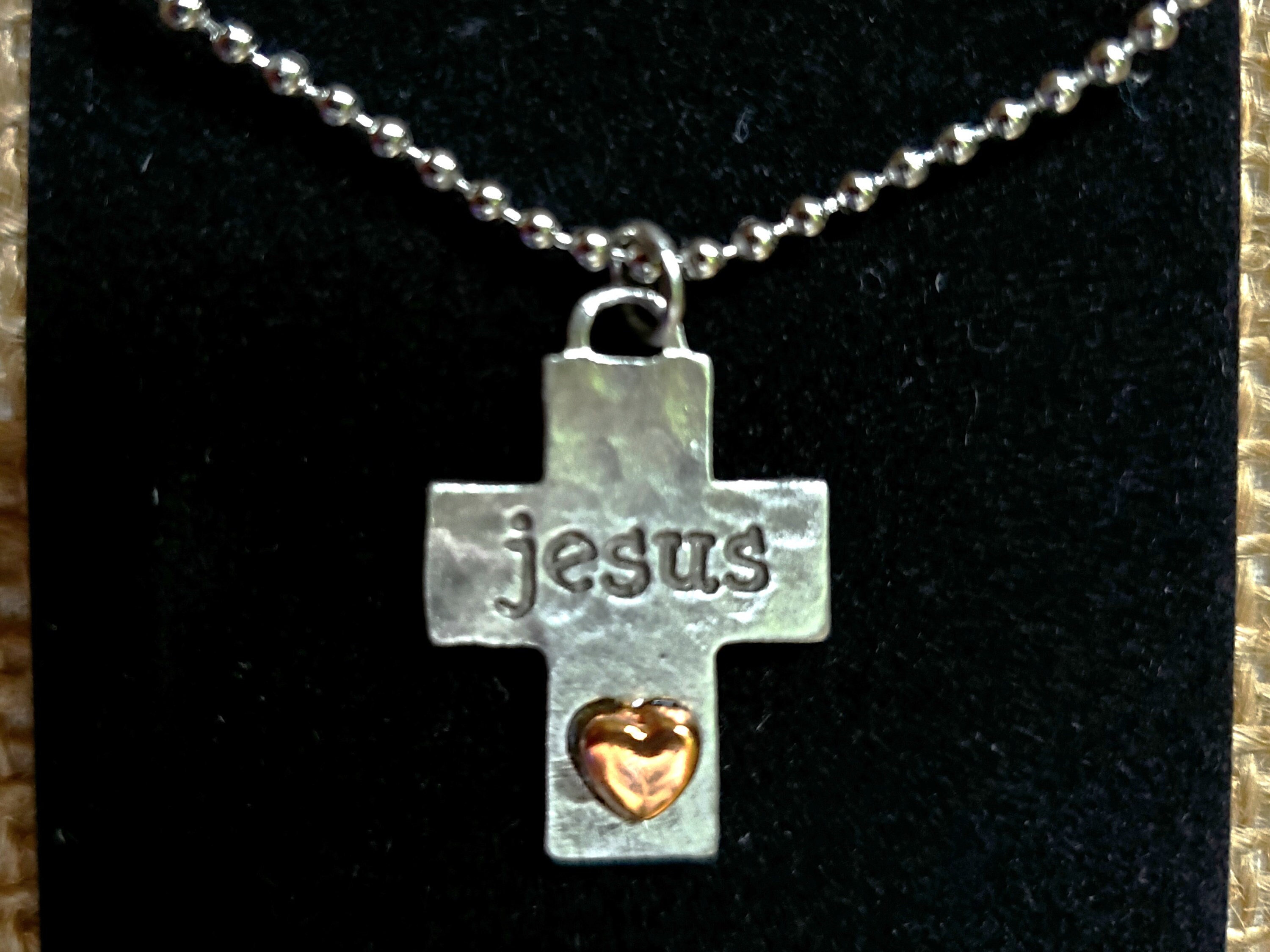 Hammered Metal Cross Engraved Jesus With 3-D Copper Heart - Etsy