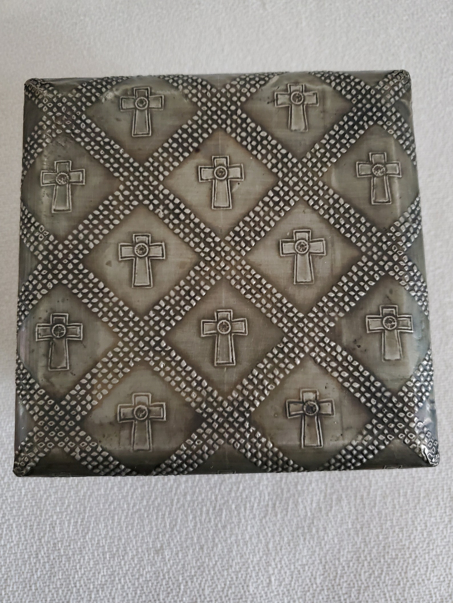 Christian Keepsake Box Wood With Hammered Metal Top Embossed With ...