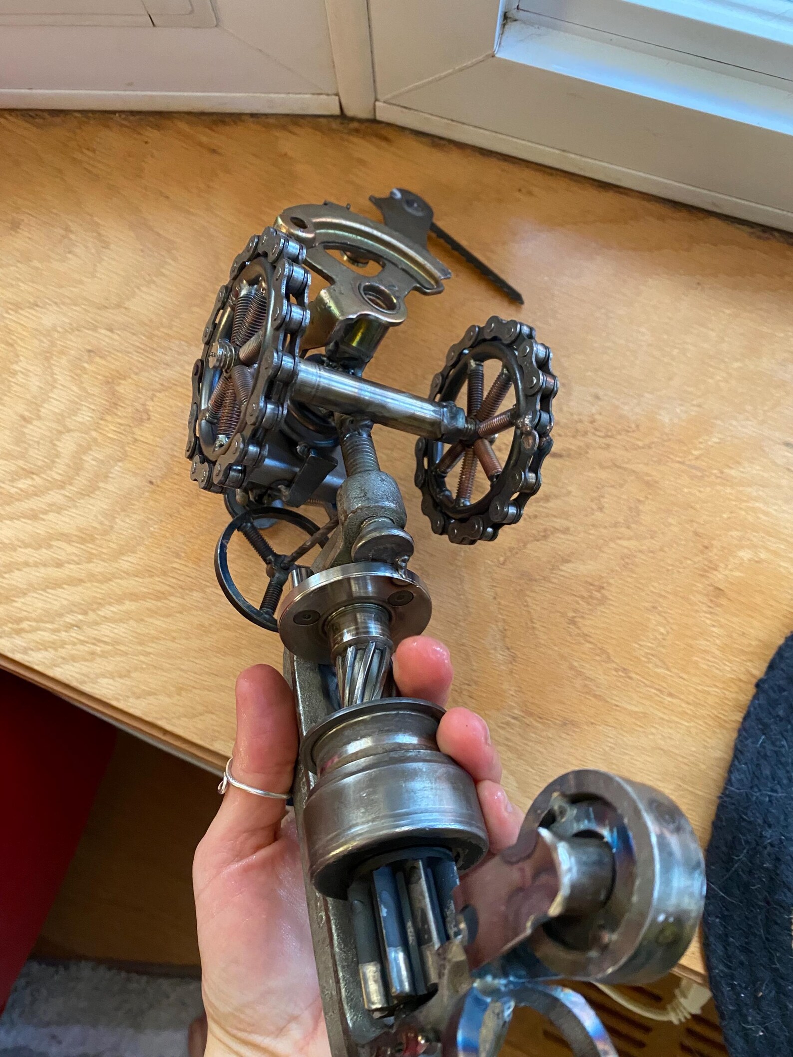 Artist Handmade Welded Tractor With Driver Made From Metal Scraps Trash ...