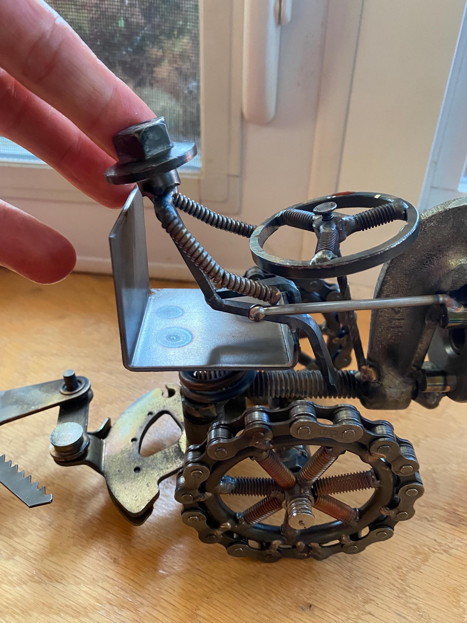 Artist Handmade Welded Tractor With Driver Made From Metal Scraps Trash ...