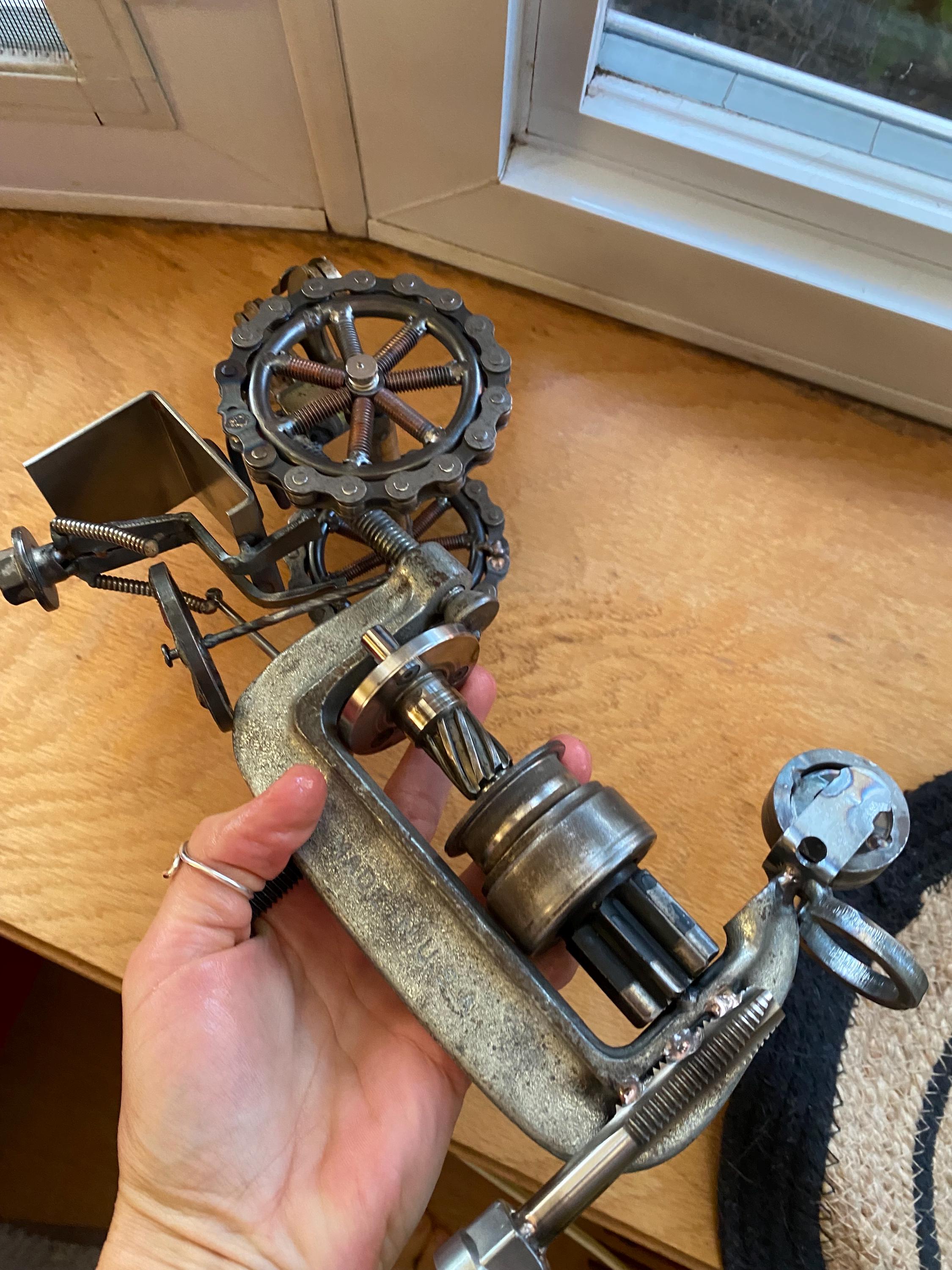 Artist Handmade Welded Tractor With Driver Made From Metal Scraps Trash ...