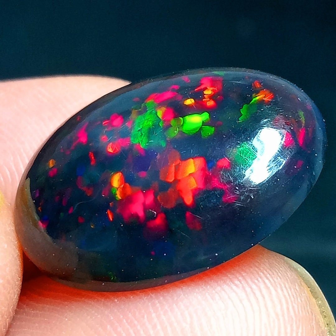 Honeycomb Pattern Ethiopian Black Opal Cabochon Size 18x14 MM Top ...