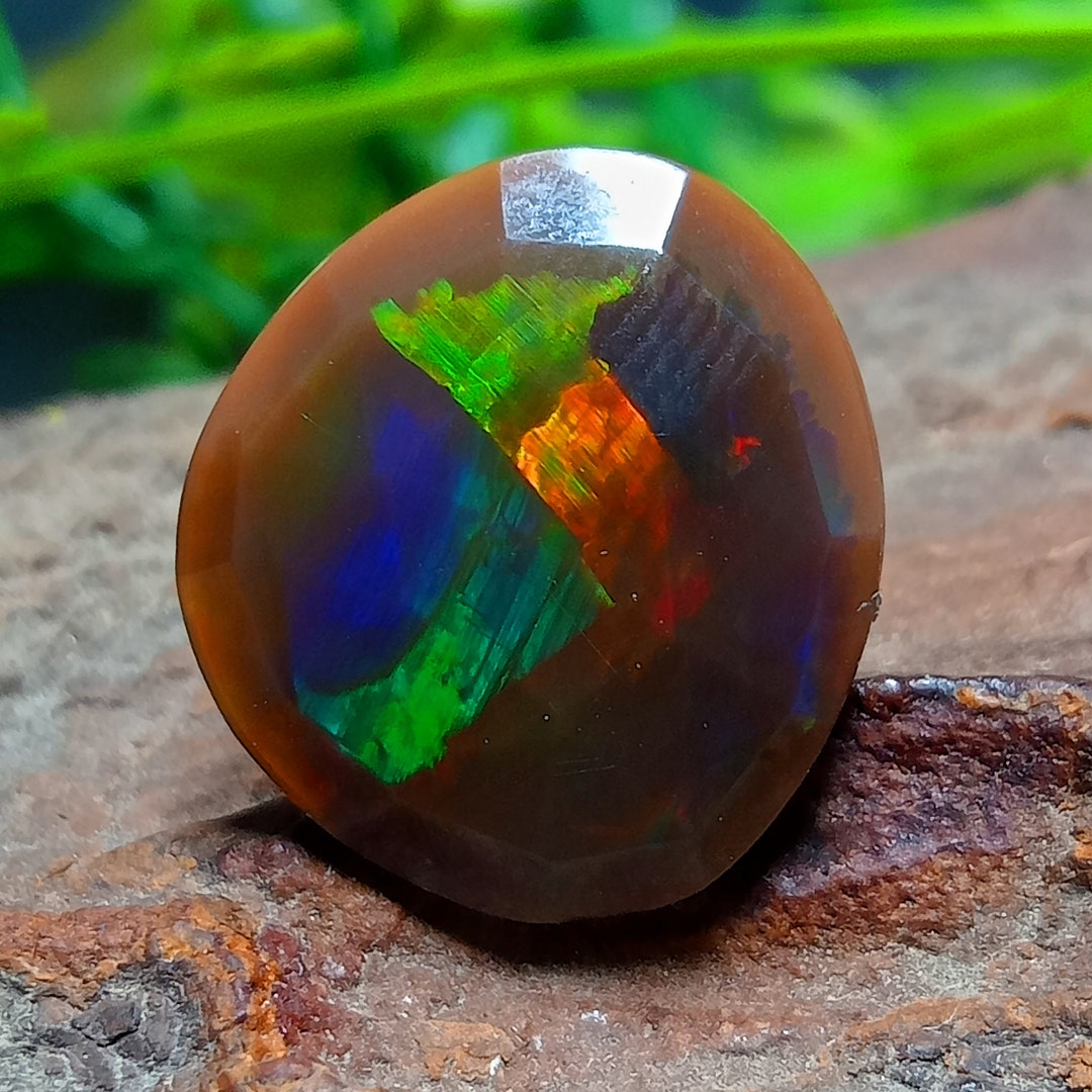 2.50 Cts Natural Black Opal Pattern Amazing Multi Fire Opal Rose Cut ...