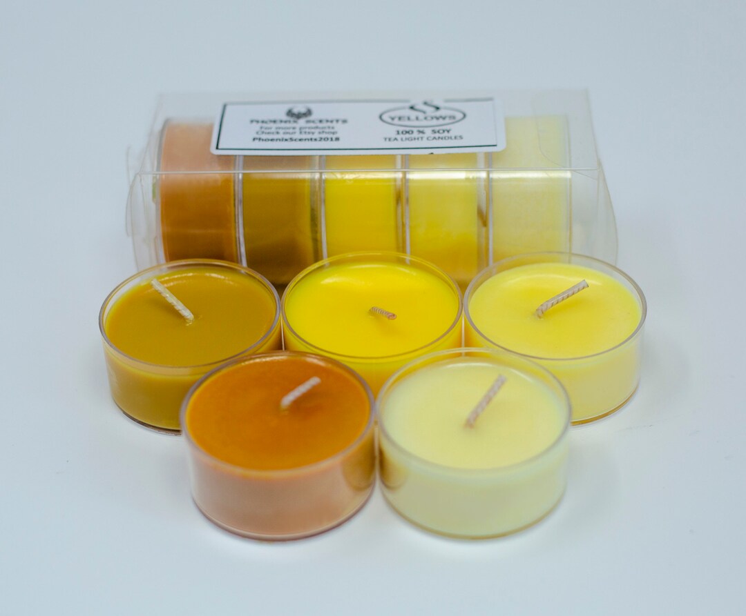 The Yellow Colors, Tea Lights Candles, Soy, Unscented, Pack of 5 - Etsy