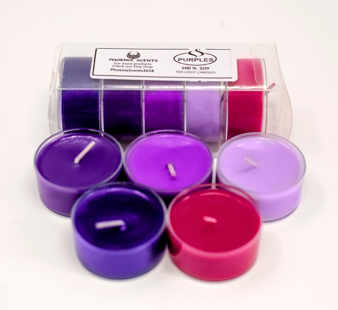 The Purple Colors, Tea Lights Candles, Soy, Unscented, Pack of 5 - Etsy