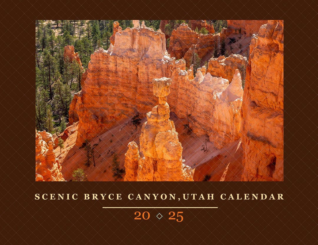 Bryce Canyon Utah 2025 Calendar 12 Months Nature Calendar Art Gift - Etsy