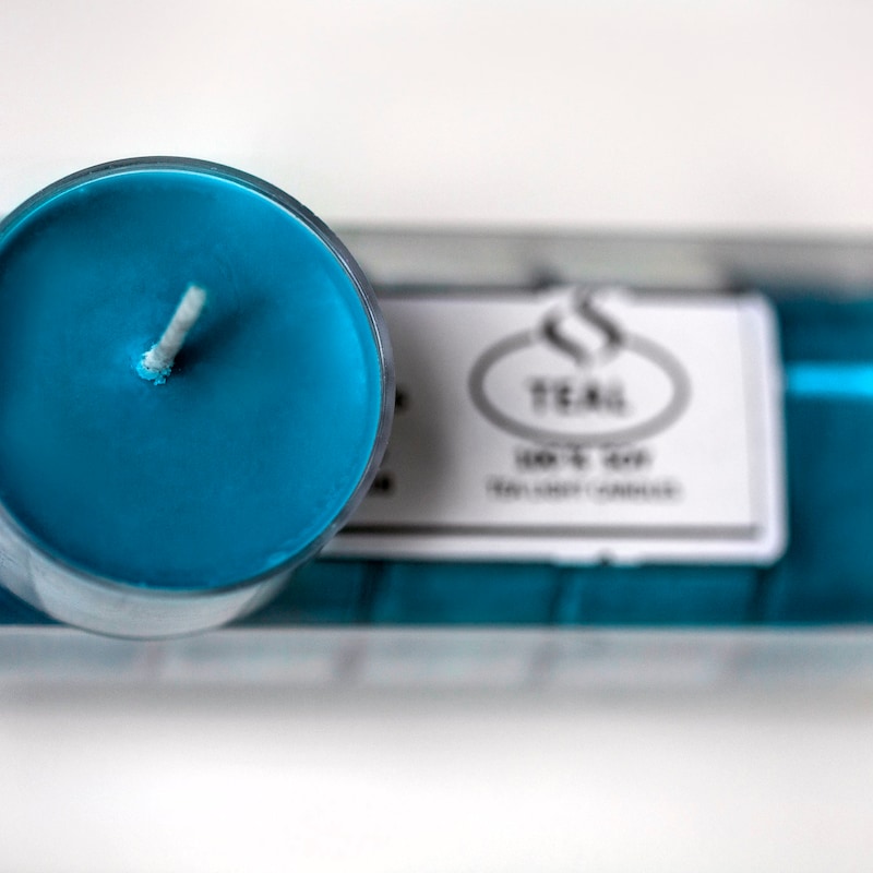 Teal Candle - Etsy
