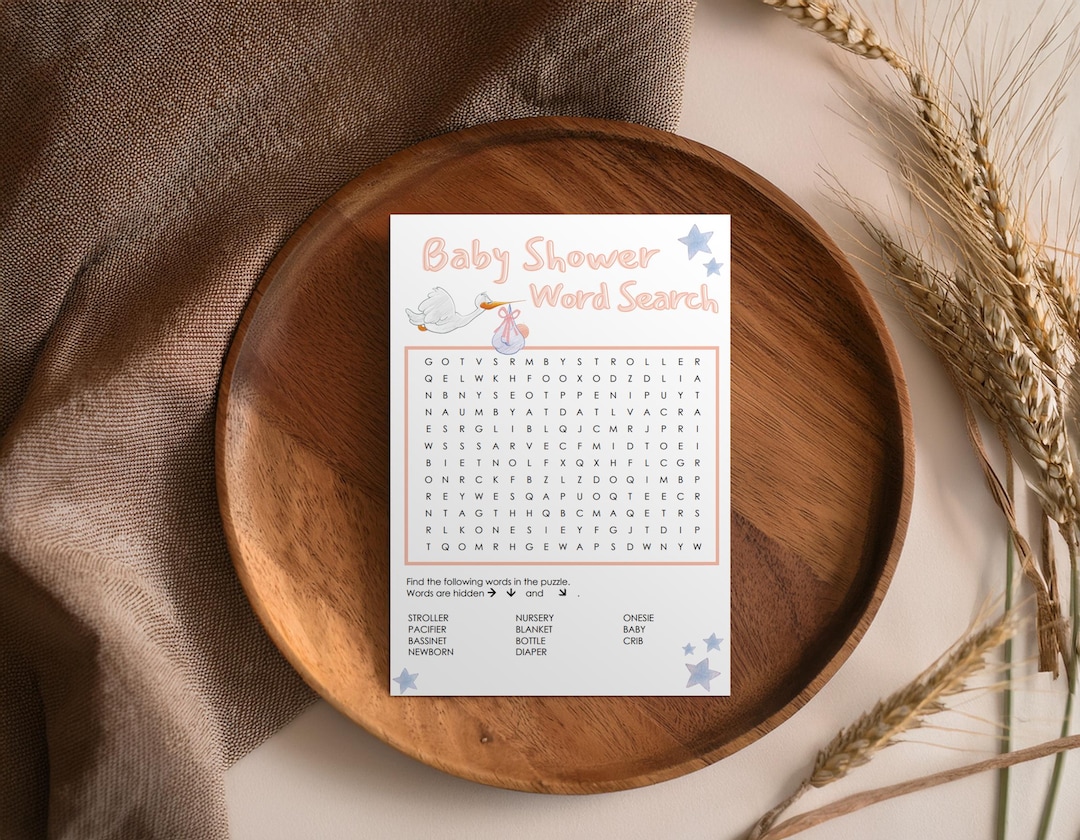 Word Search Baby Shower Game, Fun Baby Shower Games, Printable Baby ...