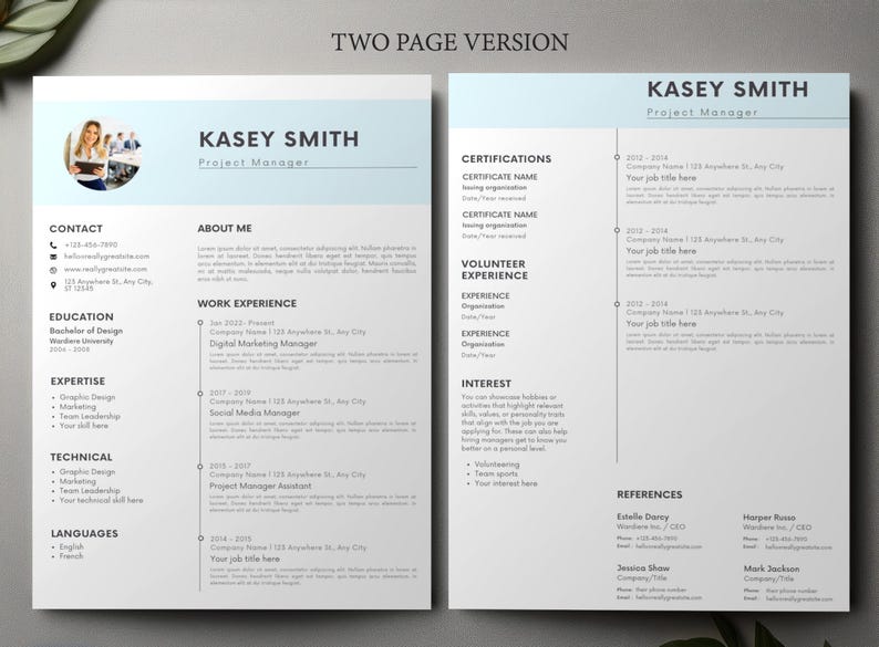 Professional CV Template Editable CV Template Canva Resume Template ...