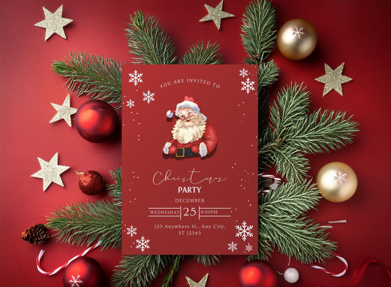 Santa Clause Christmas Party Invitation Template Secret Santa Party ...