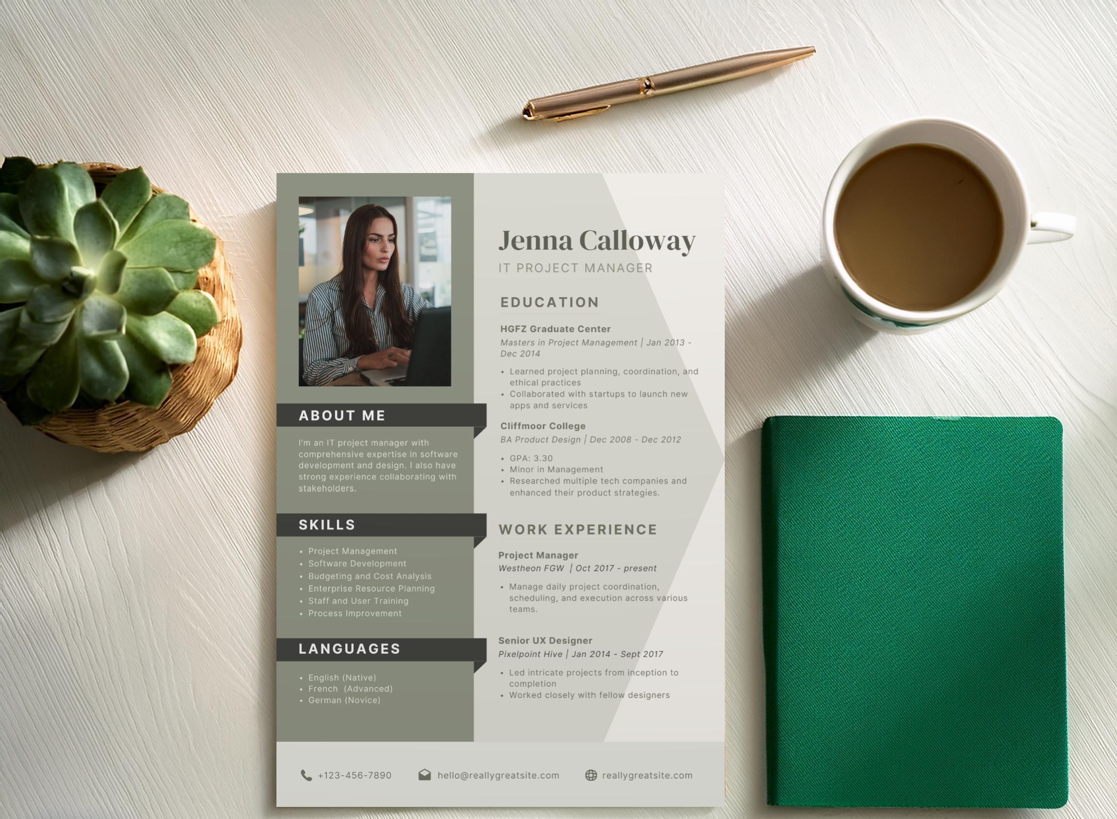 Professional CV Template Editable CV Template With Photo Canva ...