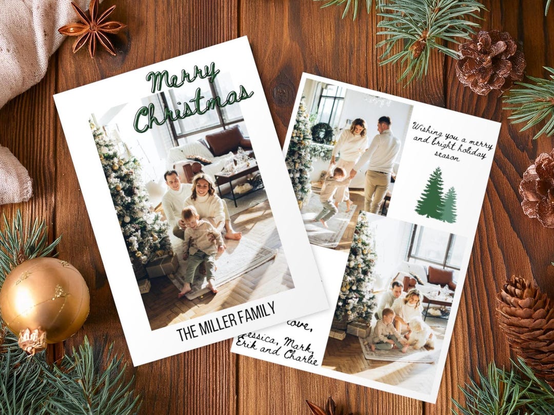 Rustic Family Christmas Card Template Family Photo Christmas Card ...