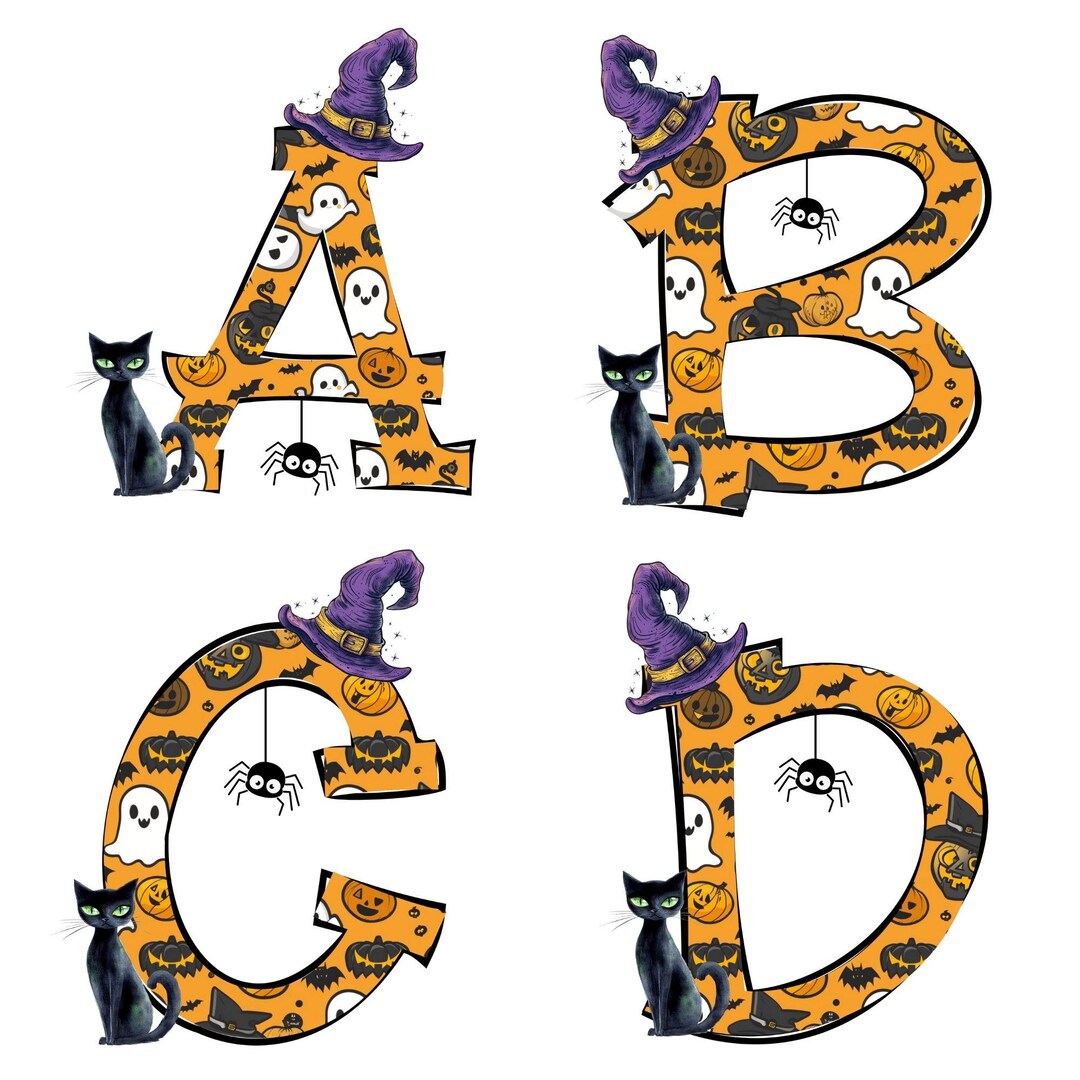 Halloween Alphabet Clipart: 26 PNG Images. Digital Download. 300dpi ...