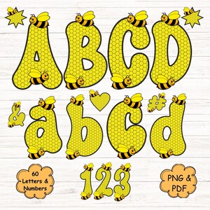 60 + Bumble Bees Alphabet & Numbers + Extras.digital Instant Download ...
