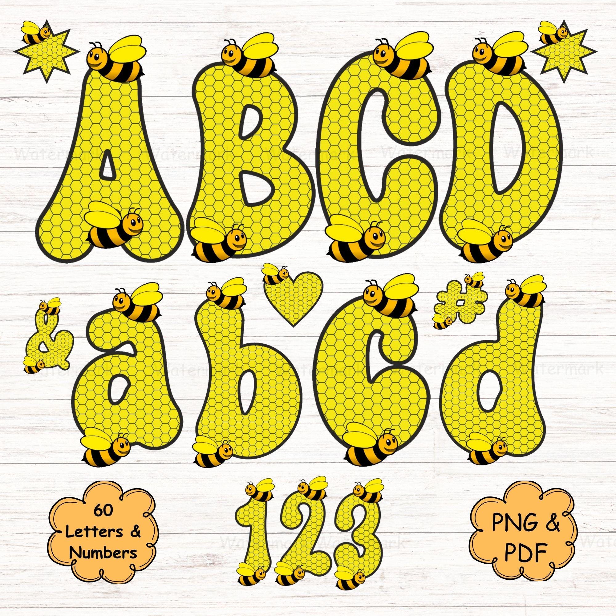 60 + Bumble Bees Alphabet & Numbers + Extras.digital Instant Download ...