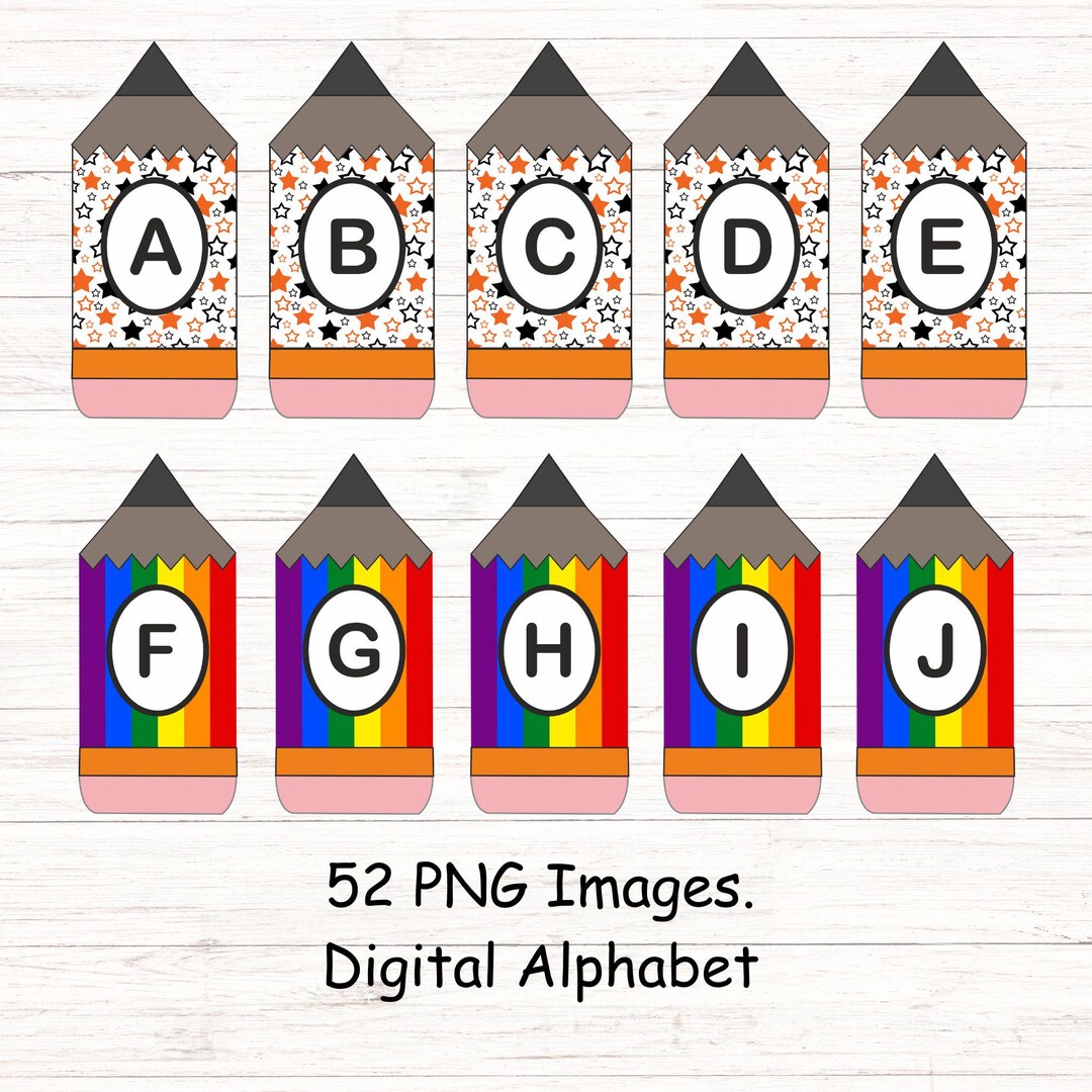 52 Pencil Alphabet Digital Clipart: PNG Images. Digital Download. Upper ...