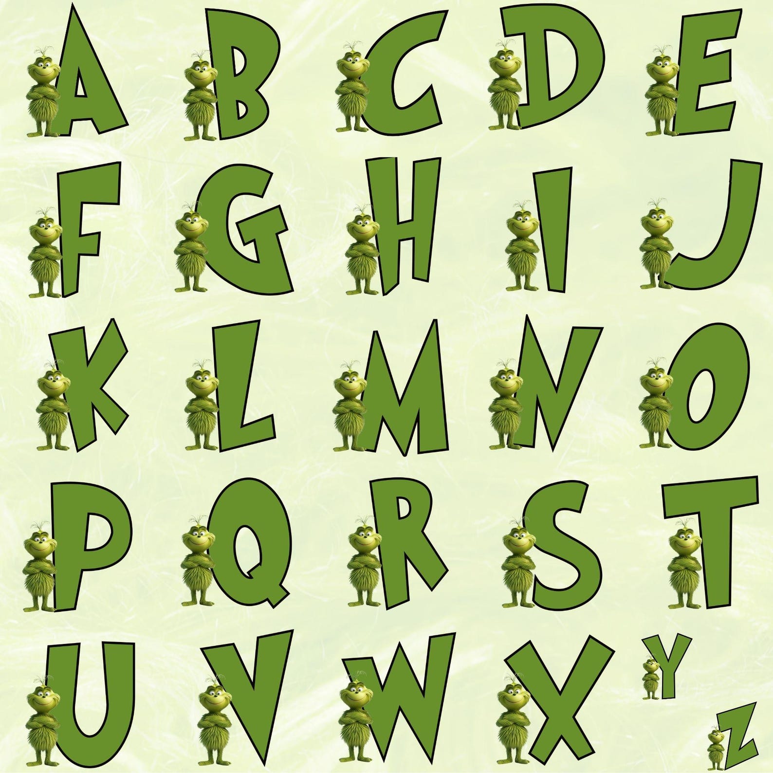 80+ Grinch Digital Clipart A-Z Christmas Alphabet. Alphabet Clipart ...
