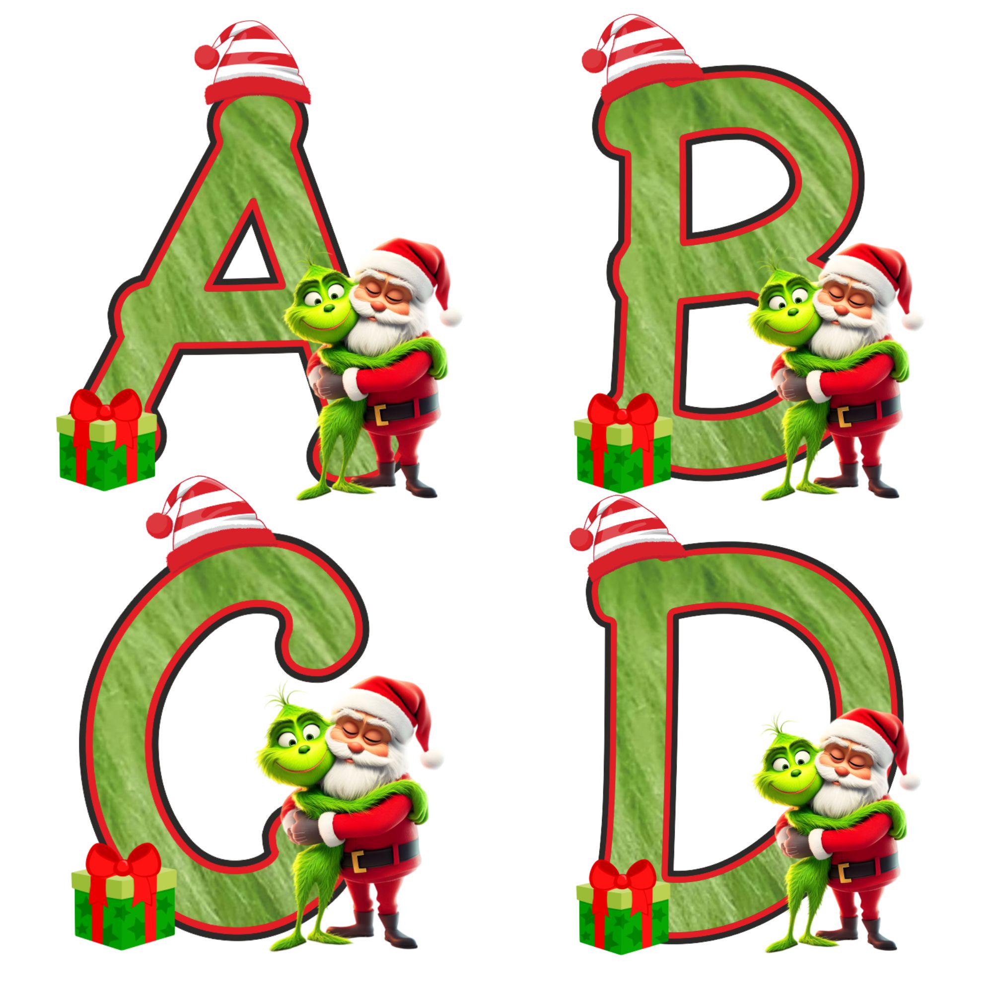 62+ Grinch Digital Clipart A-Z Grinch Santa Christmas Alphabet. Clipart ...