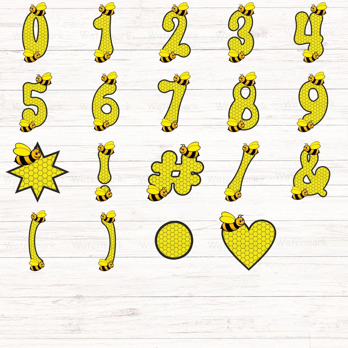 60 + Bumble Bees Alphabet & Numbers + Extras.digital Instant Download ...