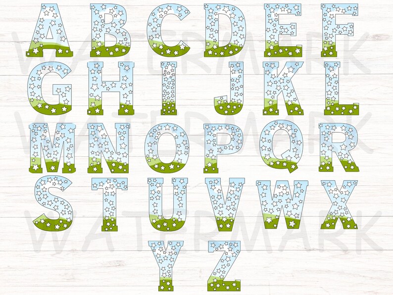 Star Alphabet Canva Frames. Upper Case & Numbers. Canva Editable ...