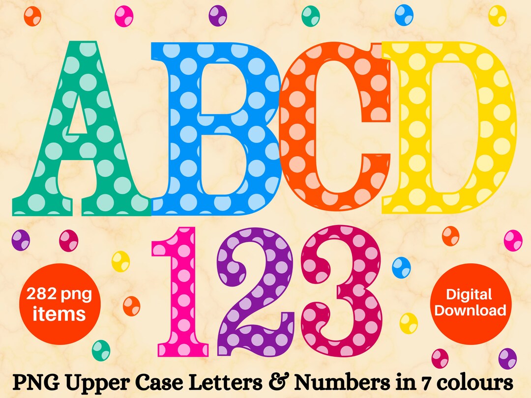 7 Colours A-Z Letters Numbers and Extras Alphabet Digital - Etsy