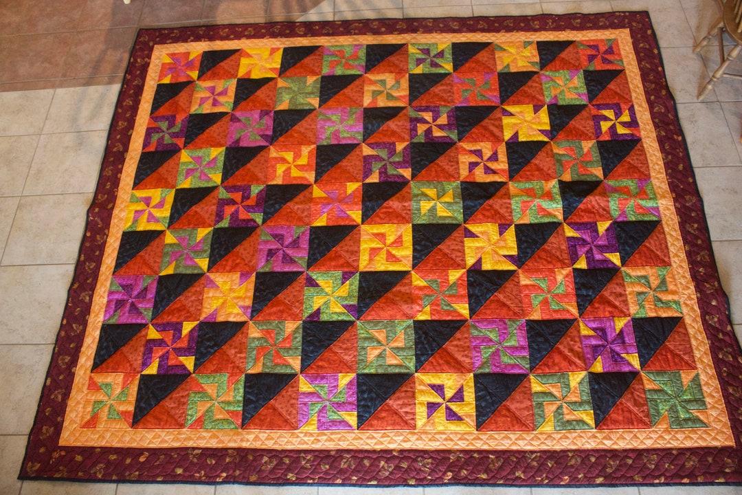Handmade Queen Size Fall Pinwheel Quilt - Etsy