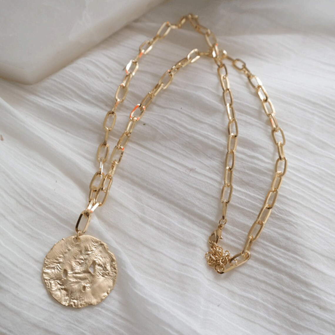 Gold Coin Necklace Double Coin Layered Necklace Vintage Disc - Etsy