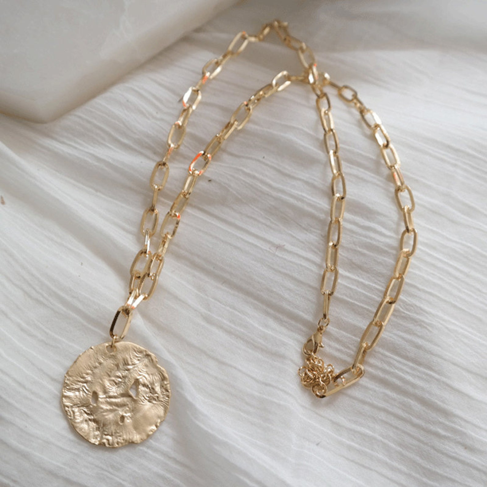 Gold Coin Necklace Double Coin Layered Necklace Vintage Disc - Etsy
