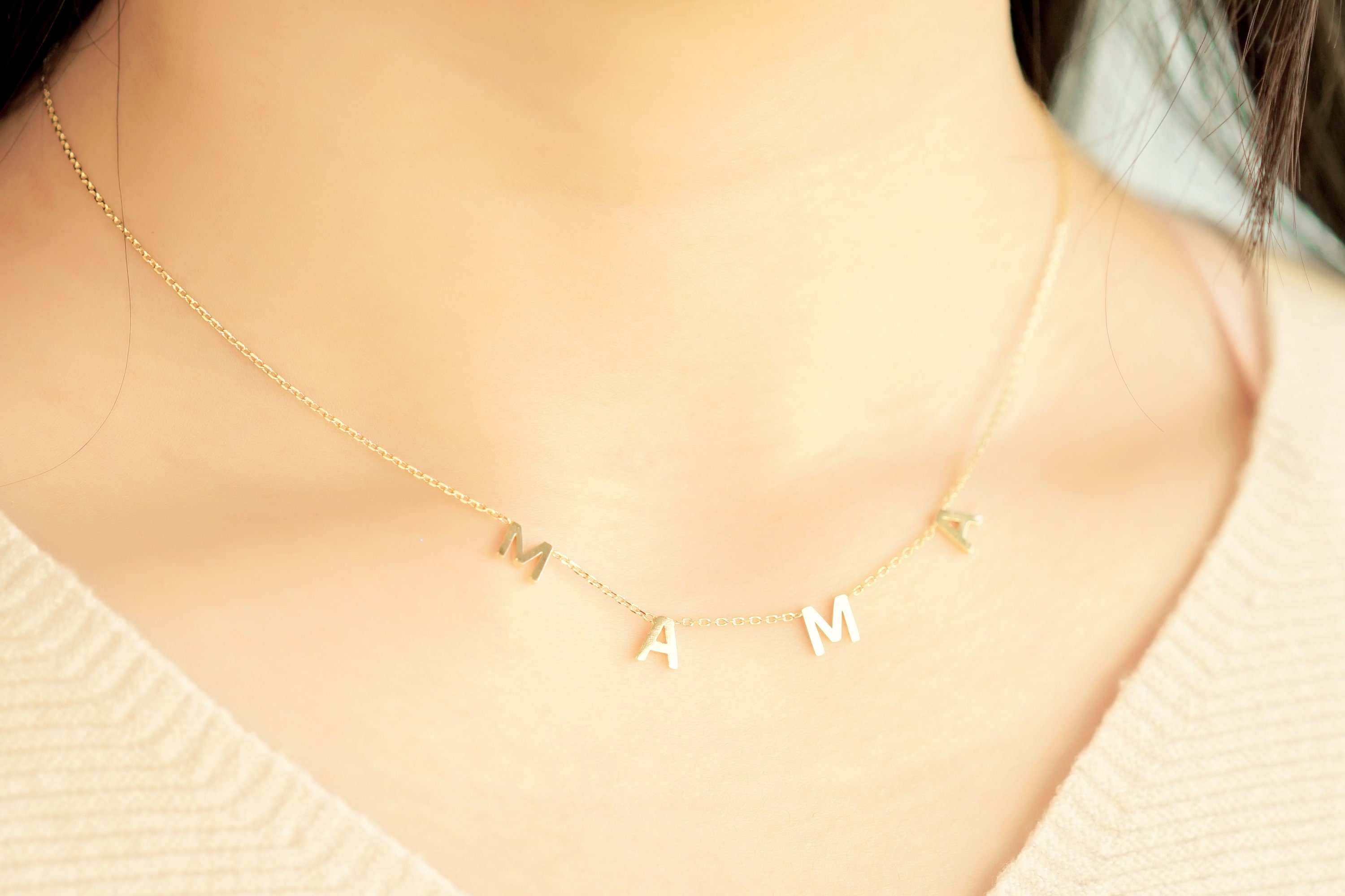 Custom Name Necklace Gold Initials Jewelry Personalized Name - Etsy