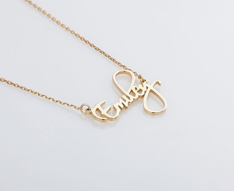 Custom Name Necklace Monogram Jewelry Silver Personalized - Etsy