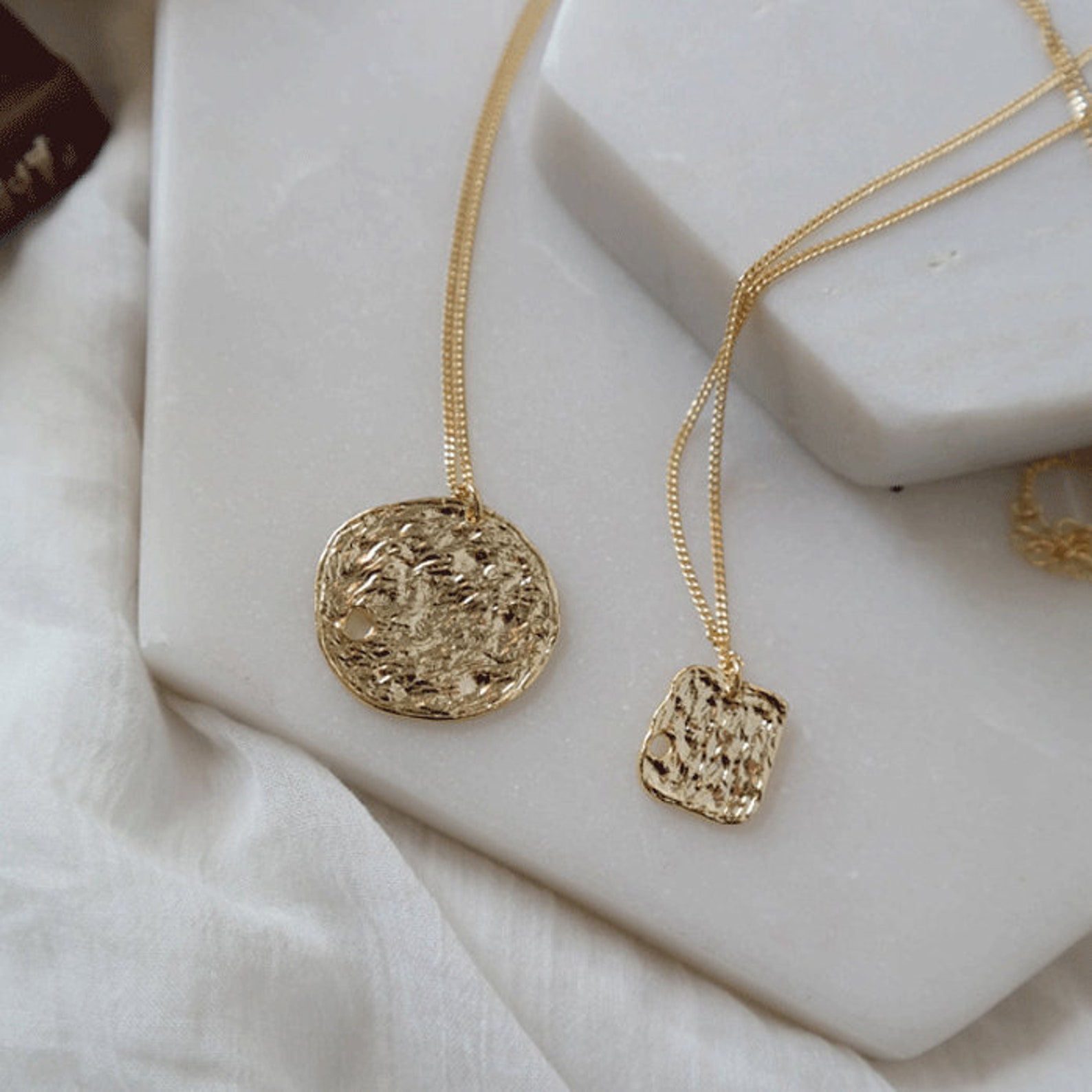 Coin Necklace Gold Layering Necklace Double Coin Layered - Etsy