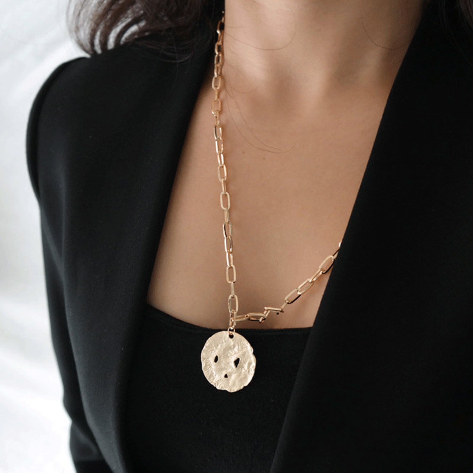 Gold Coin Necklace Double Coin Layered Necklace Vintage Disc - Etsy