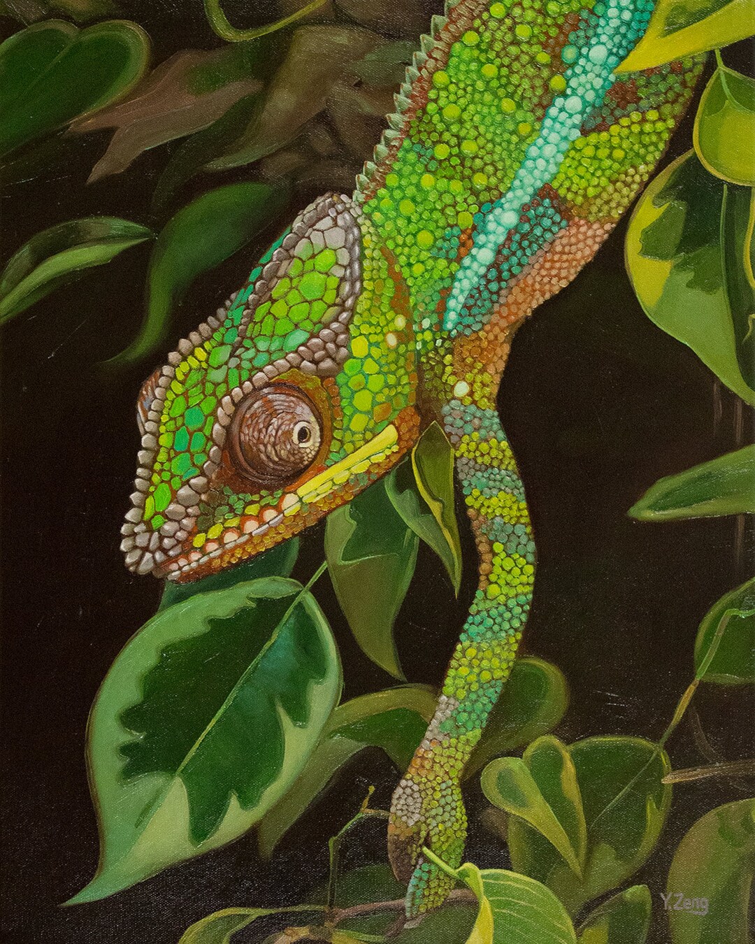 Chameleon-original Artwork-original Oil Painting-chameleon Art ...