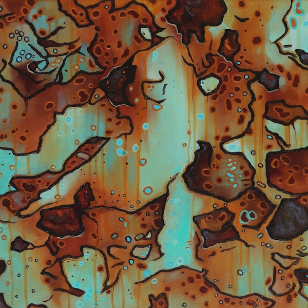 Abstract Painting Blue Rust - Etsy