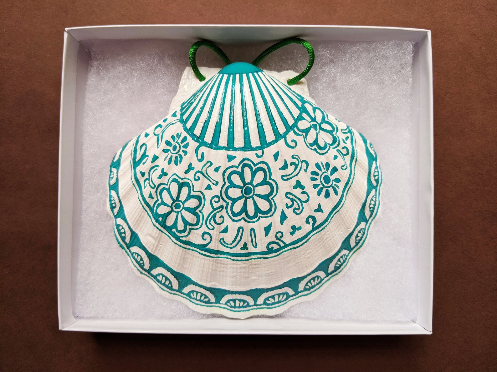 Hand Painted Shell-blue and White-hand Painted Seashell-scallop Shell ...