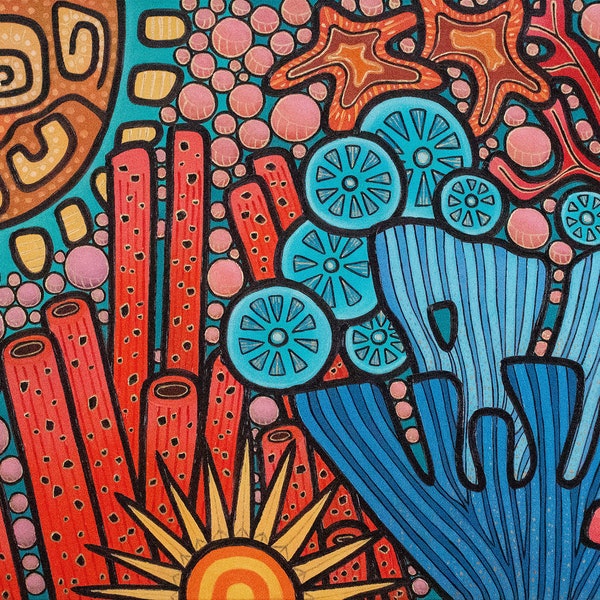 Coral Abstract Painting - Etsy